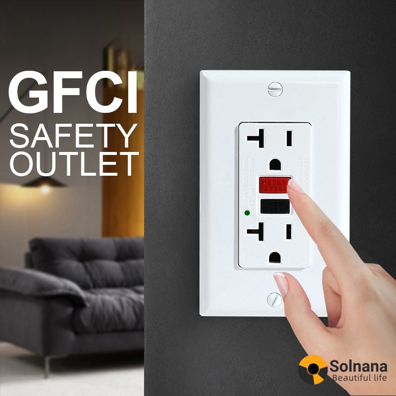 2-Gang GFCI Duplex Safety Outlet 20A 220V Universal Outlet With Ground ...