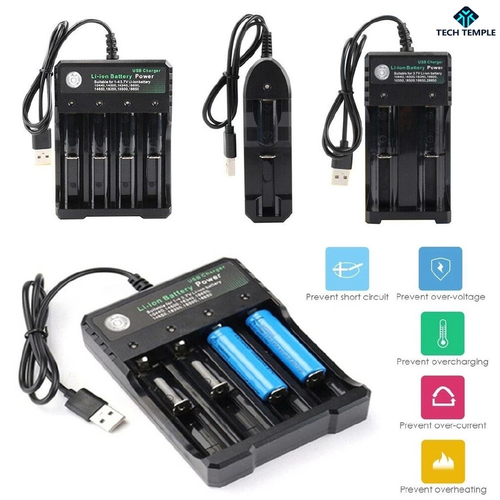 USB 18650 Charger Li-ion Battery Charging Universal Charger Portable ...