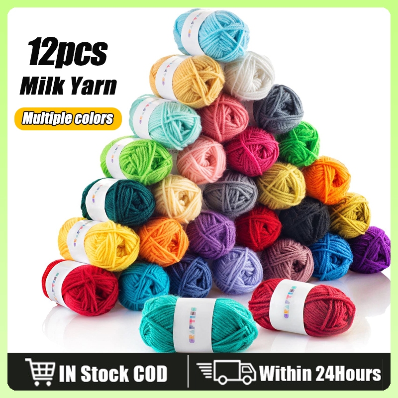 12 Balls of Wool 50g Smooth Milk Fiber Knitting Wool Crochet Yarn Milk ...