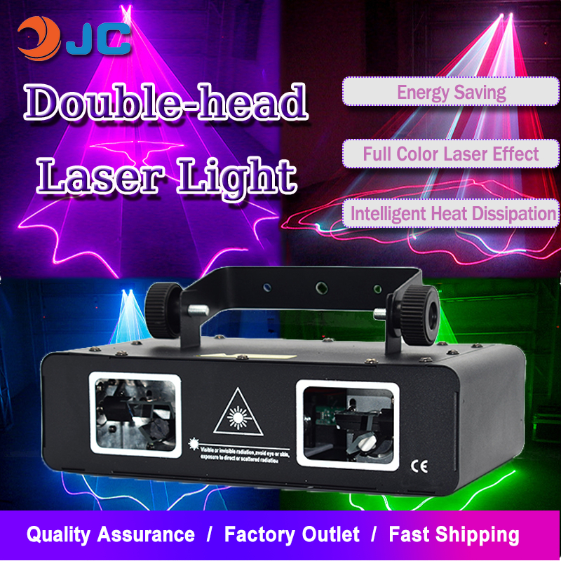 JC 2 Heads Laser Light Full Color RGB Double Hole Lighting DMX512 ...