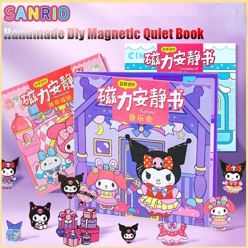 Cartoon Magnetic Toys Sanrio Quiet Book Doll House Book Set Kuromi ...