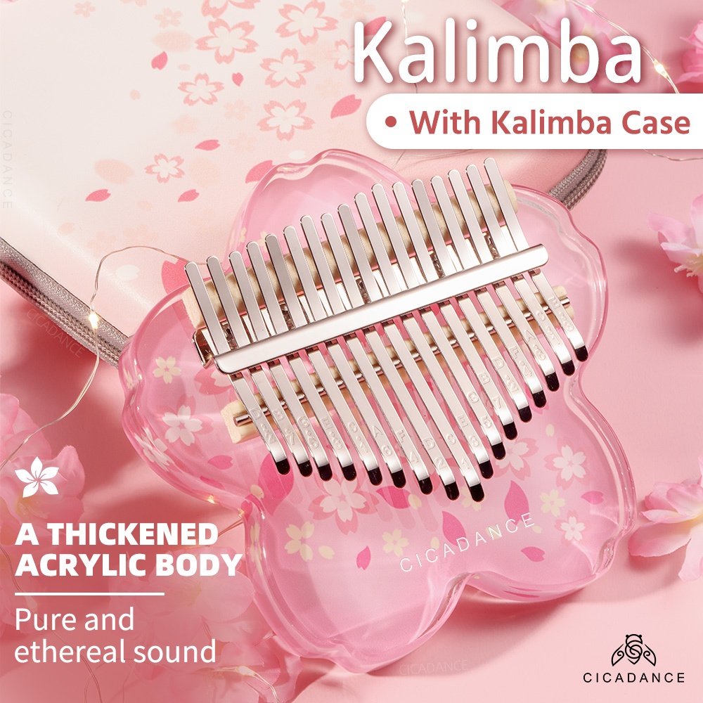 Crystal Kalimba 10/17/21 key Pink Sakura Glass Acylic Calimba Acoustic ...