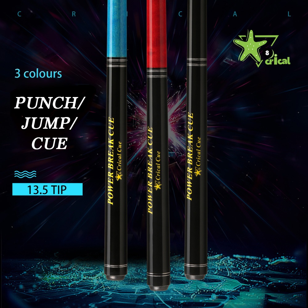 Crical Billiards 3 Pieces Punch Jump Cue Pool 138cm 13.5mm Tip Hard ...