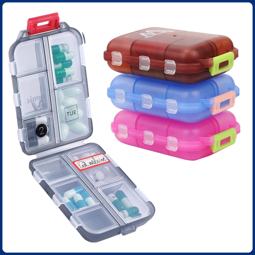 Medicine Storage Organizer Case Box 10 Grids Portable Med Pill First ...