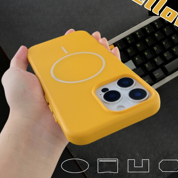 【Ultra-fine circles/Thickened/Matte TPU soft case/Turmeric Yellow ...