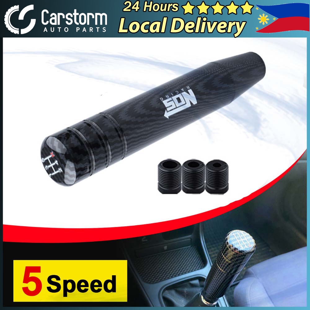 Carstorm 5 Speed Gear Shift Knob 9 13 18CM Carbon Fiber Style 8MM 10MM ...