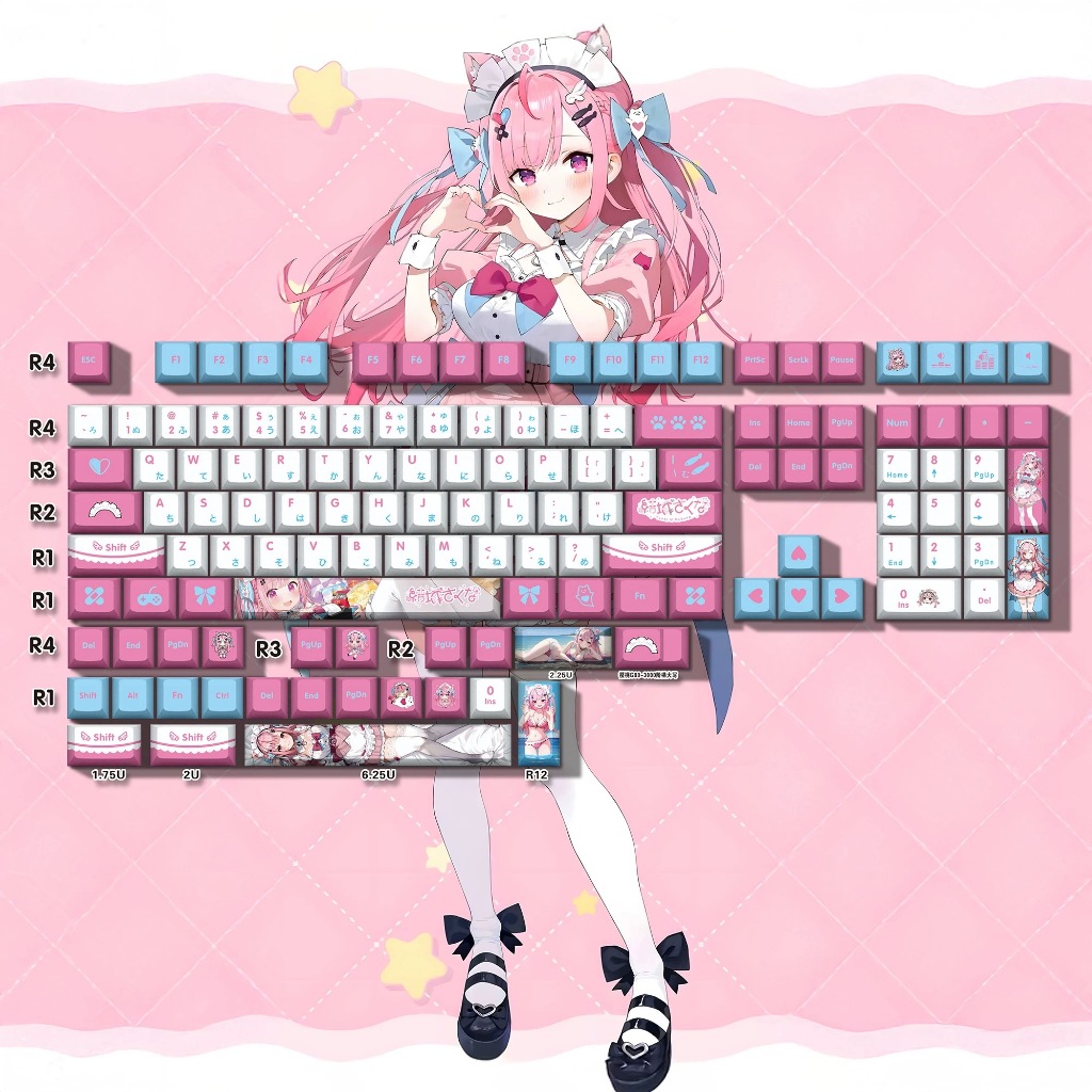 Anime Keycaps Sakun Hololive Vtuber Key Cap PBT DYE-Sub Cherry MX ...