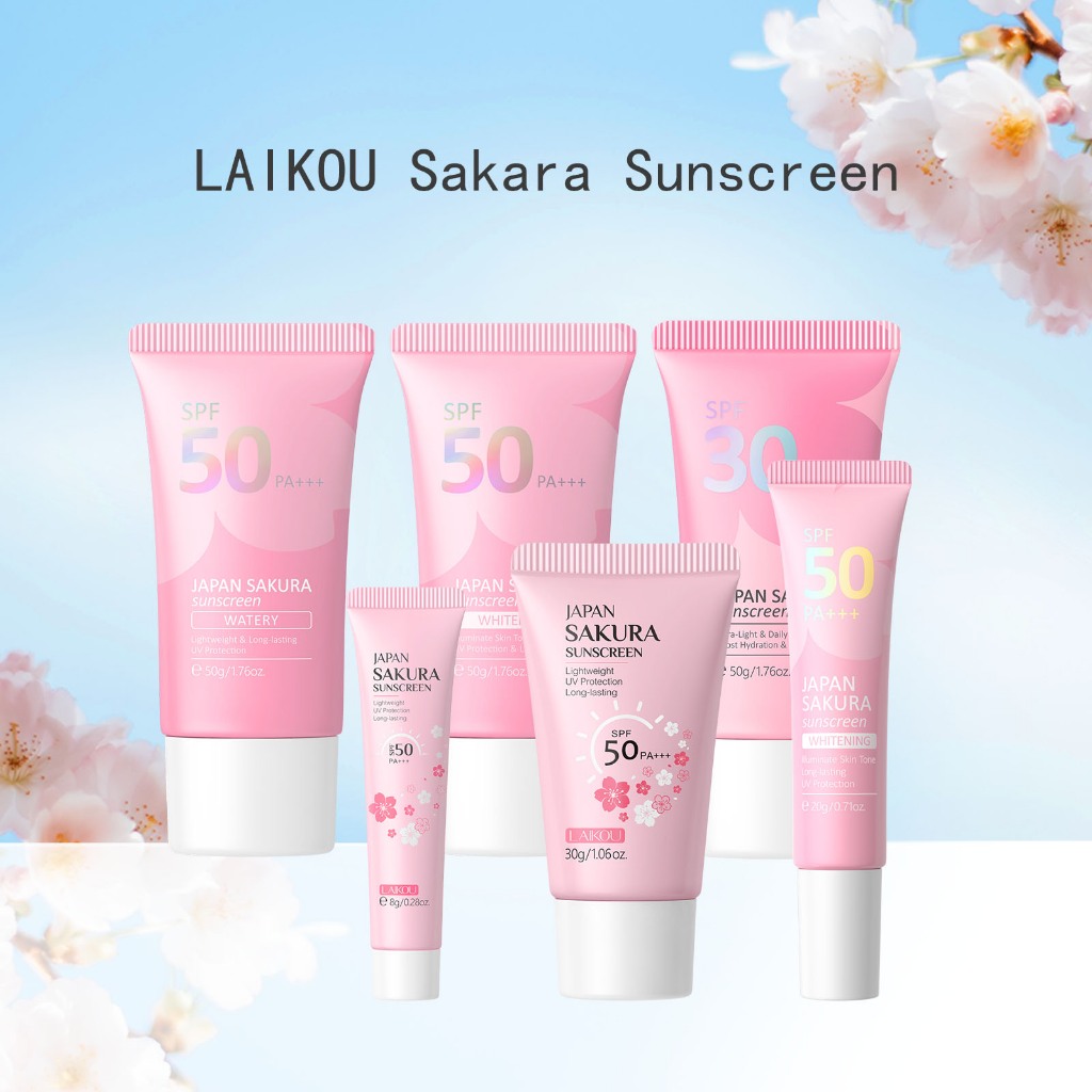 LAIKOU Sakura Whitening/Invisible Sunscreen SPF 50 PA+++ UV Protection Face Sunblock Lotion ...