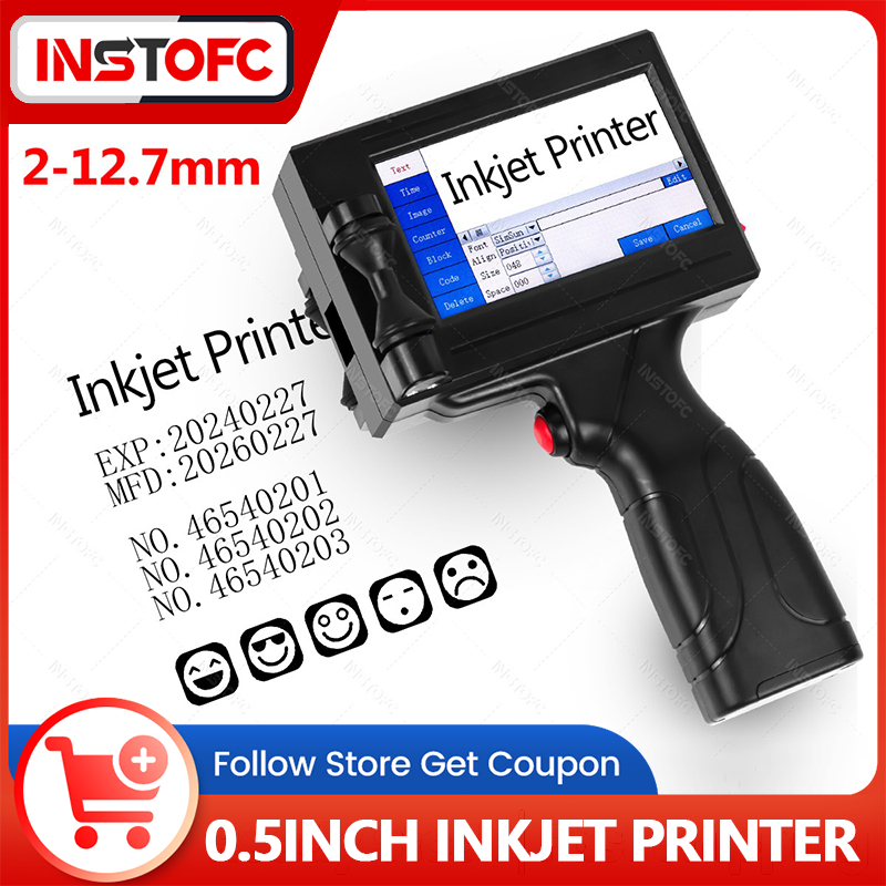 Handheld inkjet Printer Printing Spray Height 2-12.7mm 600dpi Support ...