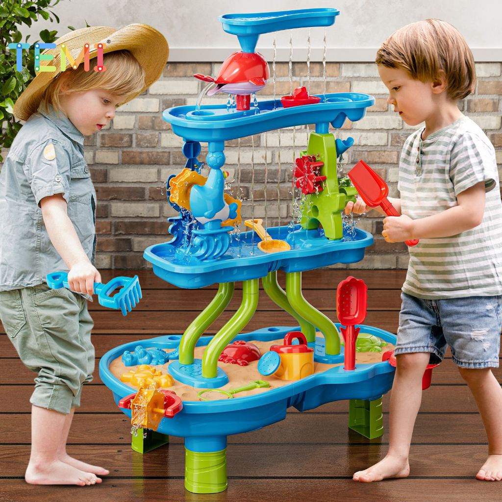 TEMI Water Table Toys Children's Pool Bath Curtain Waterfall Water ...