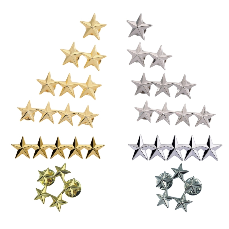 5-Angled Star Badge Fashion Lapel Pins Silver Gold Plated Metal Star ...