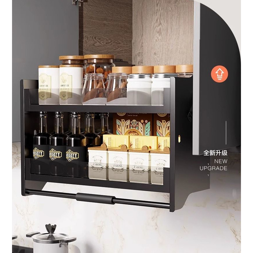 Pull Down Condiments Organizer Dish Rack Kitchen Organizer Storage Rack ...