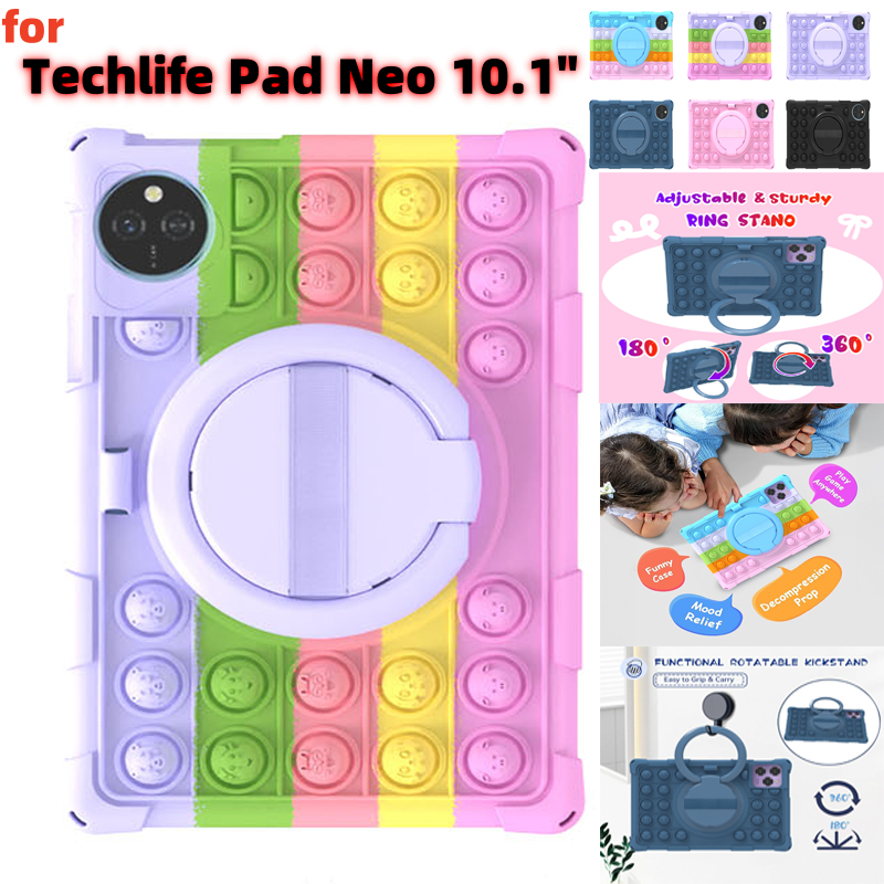 360 Rotating Stand Soft Silicon Tablet Case for Techlife Pad Neo 10.1 ...