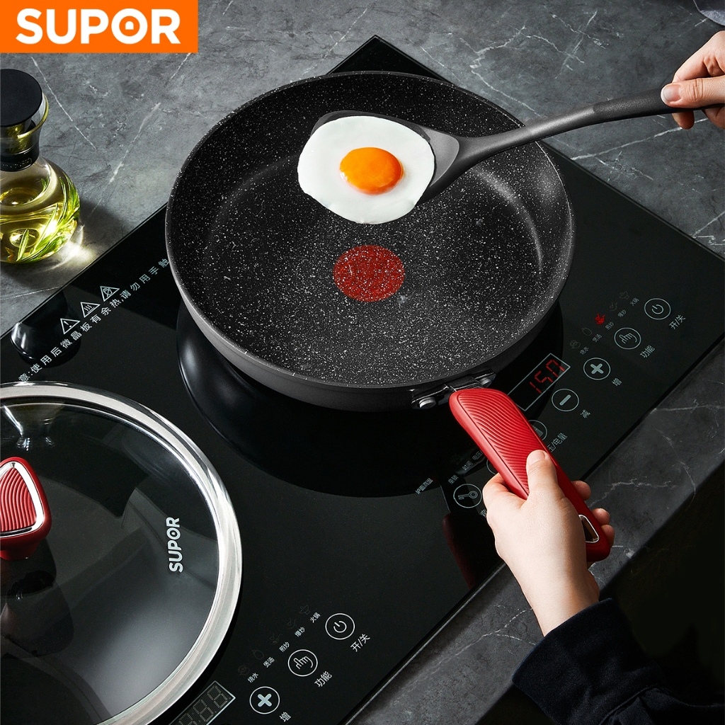 Supor Granite Stone Non Stick Frying Pan with Lid 26cm Suitable for All ...