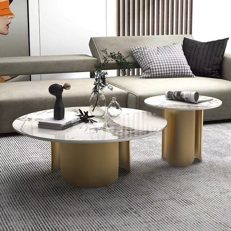 Italian Light Luxury Pandora Matte Slate Round Coffee Table Large Small ...