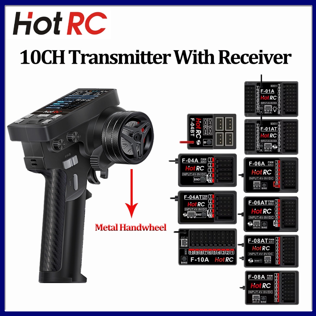 HOTRC CT-10B CT10B 10CH Transmitter Remote Controller 2.4Ghz Radio With ...