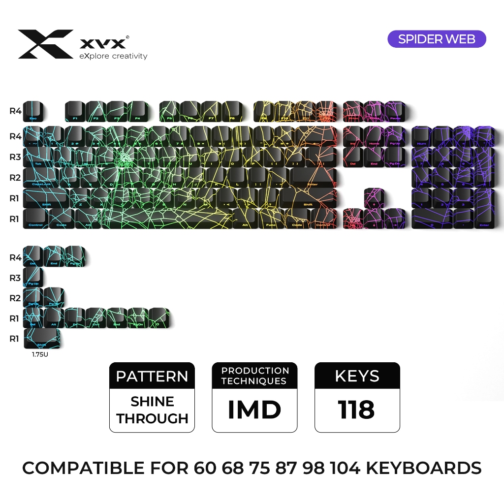 XVX SPIDER WEB Version Pattern OEM Profile IMD-Tech Keycap Set 118-key | Shopee Philippines