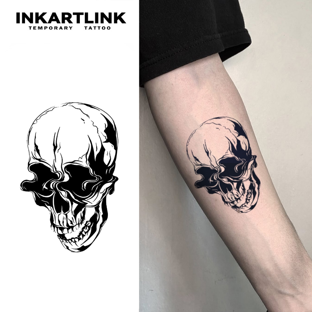 Skull temporary tattoo stickers, waterproof long-lasting magic tattoo ...