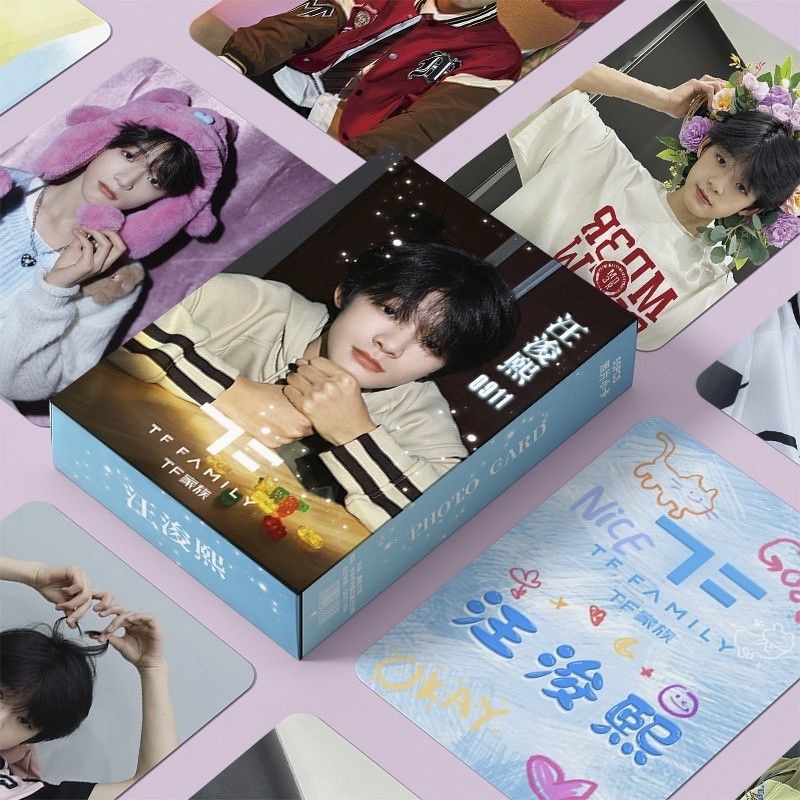 50-55pcs TF Family 4th generation Chen Yiheng Hologram Laser Lomo Cards Zhang Guiyuan ‌Aiden Zuo ...