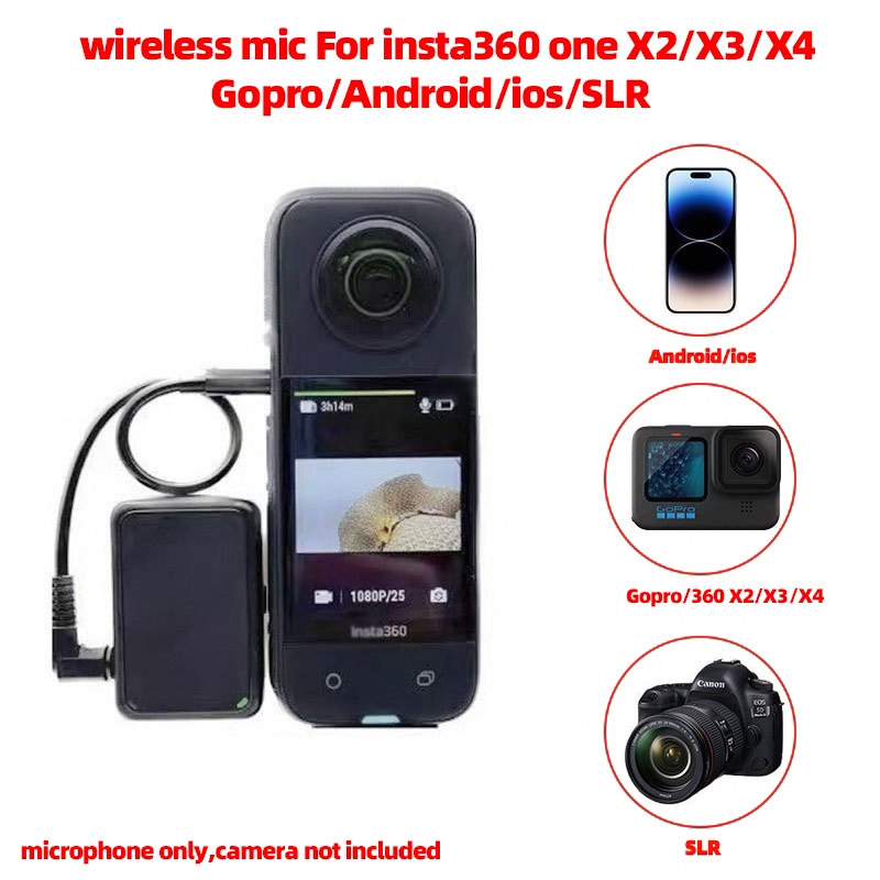 K66 Lavalier Wireless Microphone For insta360 X2/X3/X4 Gopro Mic Portable Audio Video Recording ...