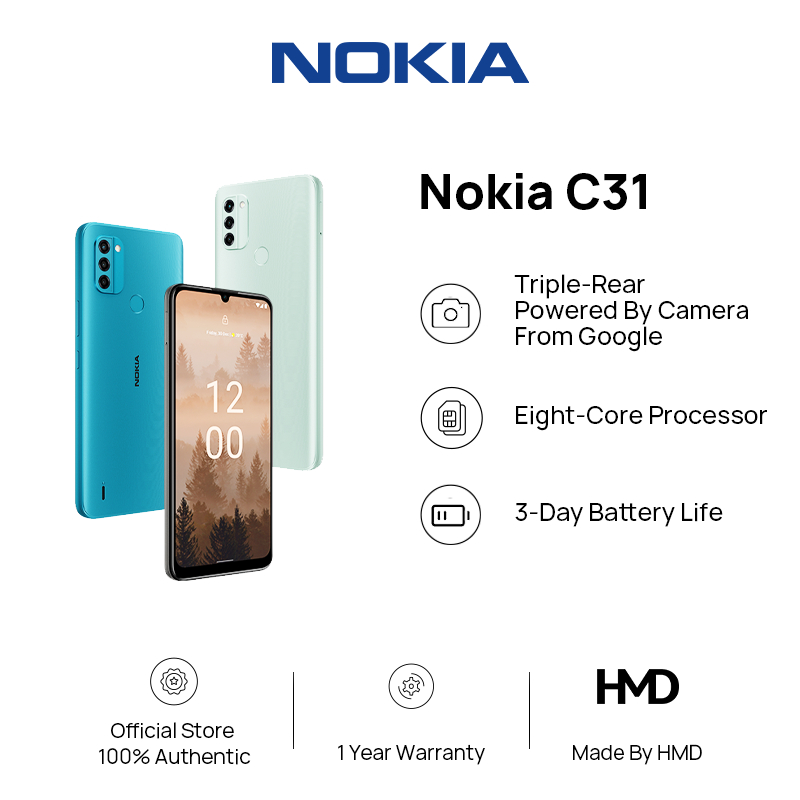 Nokia C31 Smartphone 6.74’‘ HD Screen IP52 Water Resistant 4GB+128GB ...