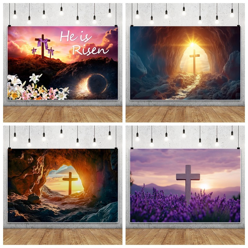 5x3ft Happy Easter Day Decorations He Is Risen Backdrop Photography ...