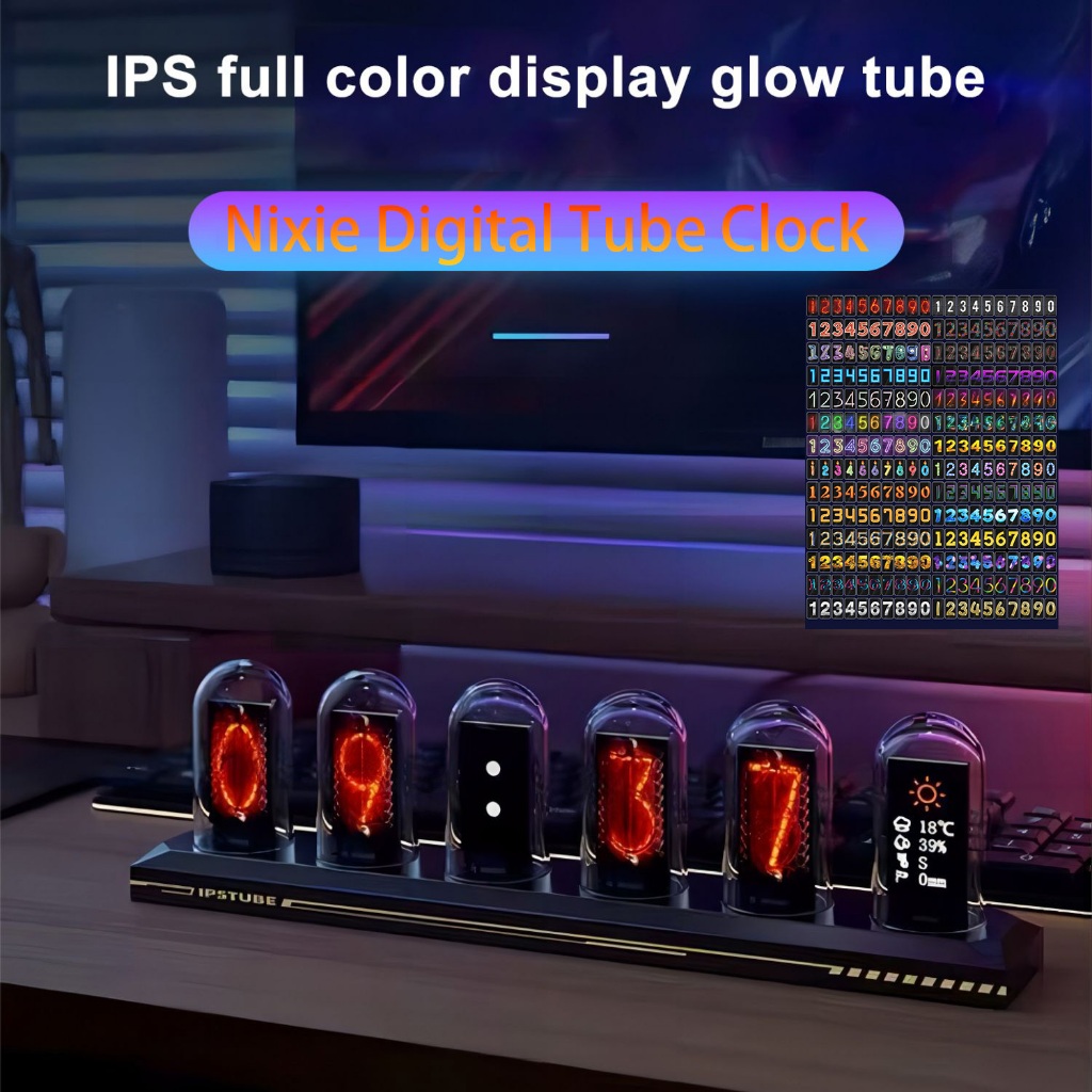 Smart Nixie Tube Clock Night Light for Dektop Decor , IPS RGB Glow ...