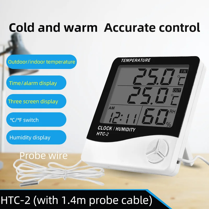 【COD】HTC-1 HTC-2 Thermometer Hygrometer Household Mini Refrigerator ...