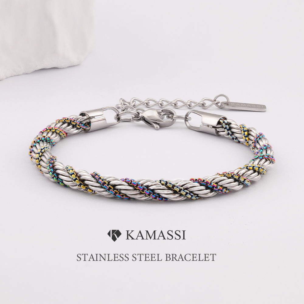 KAMASSI Stainless Steel Colorful Bracelet Unisex Hypoallergenic Non ...