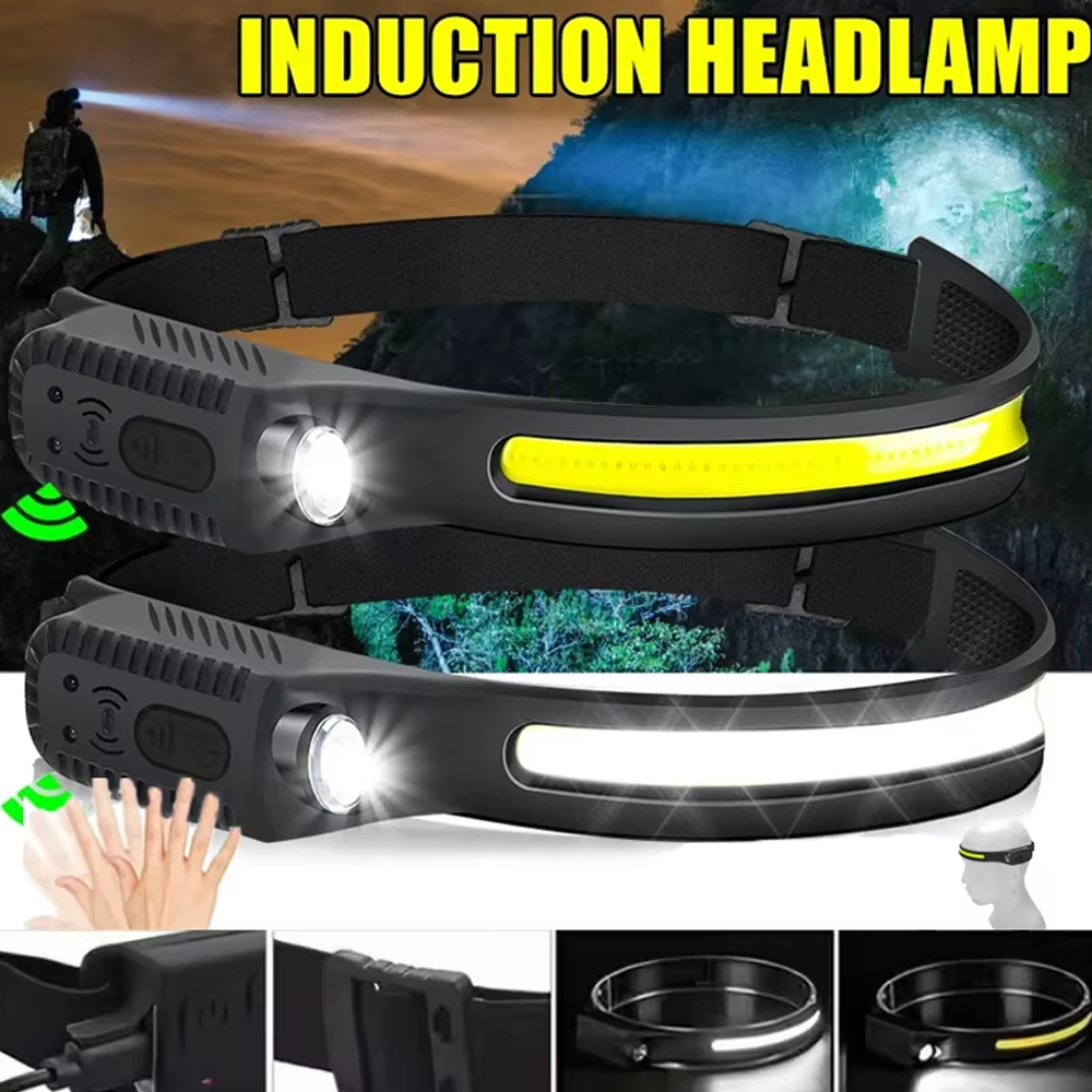 Powerful LED Sensor Headlamp USB Rechargeable Head Flashlight Headlight ...