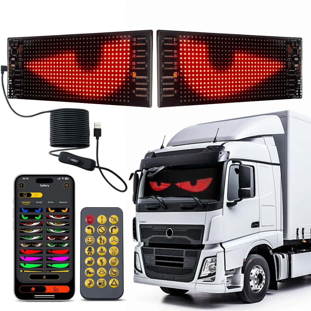 Car Truck Devil's Eye Animation Display Lights, LED matrix pixel panel ...