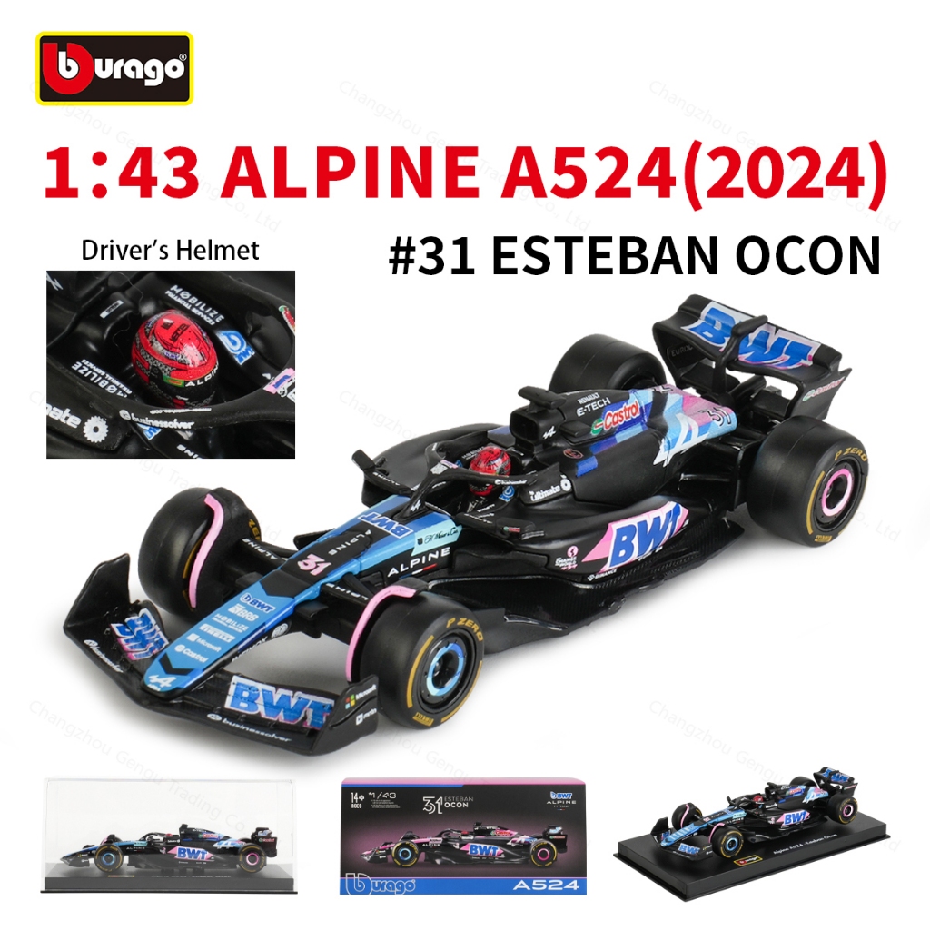 Bburago 1:43 BWT Alpine 2024 A524 F1 Formula Car Die Cast Vehicles Collectible Model Racing Toys ...