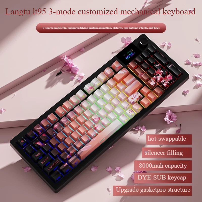 LT95 3Mode Mechanical Keyboard RGB Full Key Hot Swappable Prelubed ...