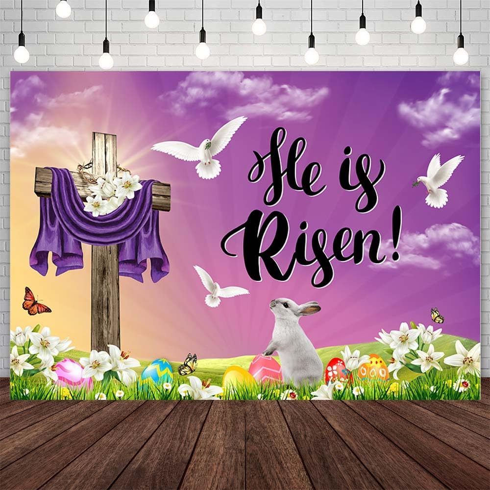 Easter He is Risen Backdrop Jesus Resurrection Cross Lily Photography ...
