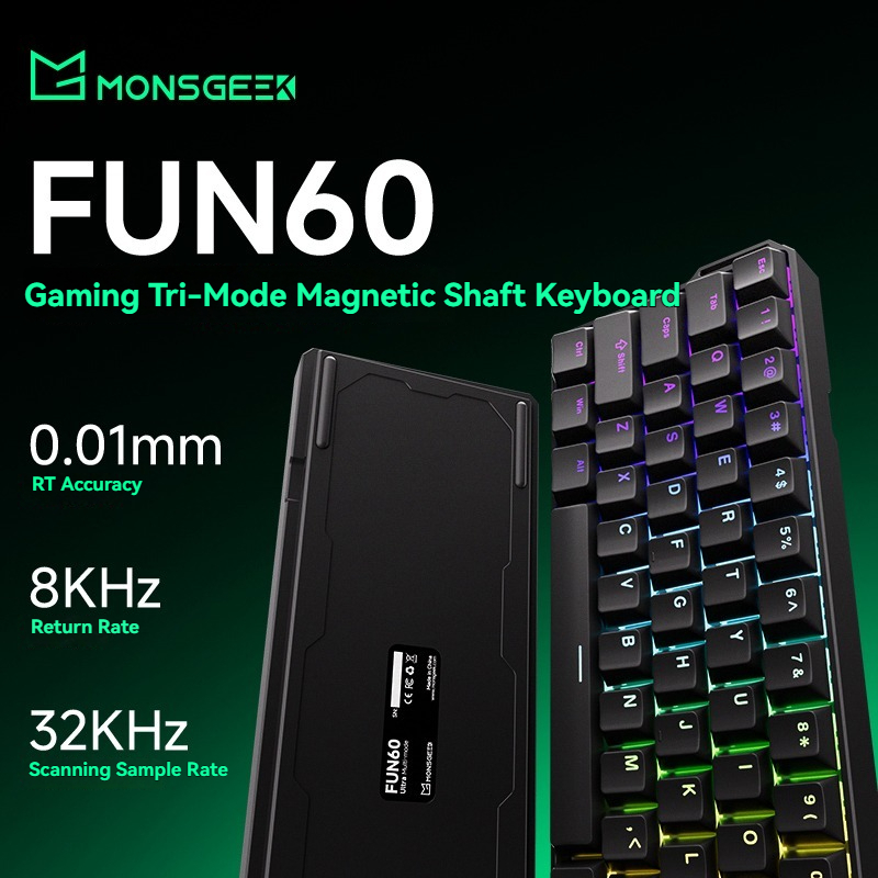 AKKO FUN60 Three mode magnetic axis mechanical keyboard RGB Wireless ...