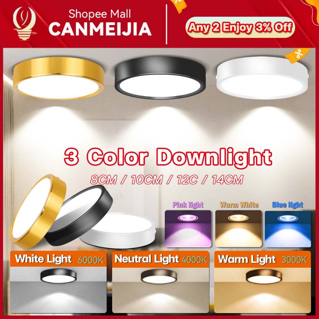 CANMEIJIA Pin Light 3 Colors LED Downlight Ceiling Spot Lights Aluminum ...