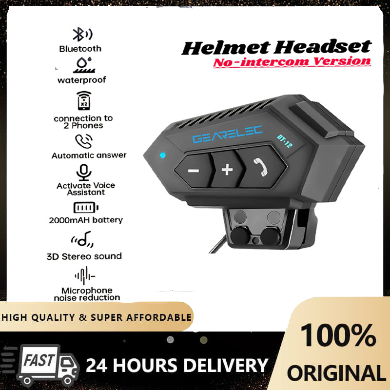 BT12 Motorcycle Helmet Bluetooth Headset Motorbike Wireless Earphones ...