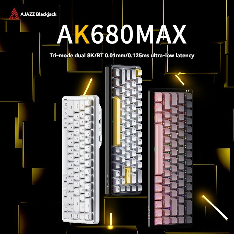 AJAZZ AK680 Tri-mode Magnetic Axis Mechanical Keyboard RGB Wireless ...