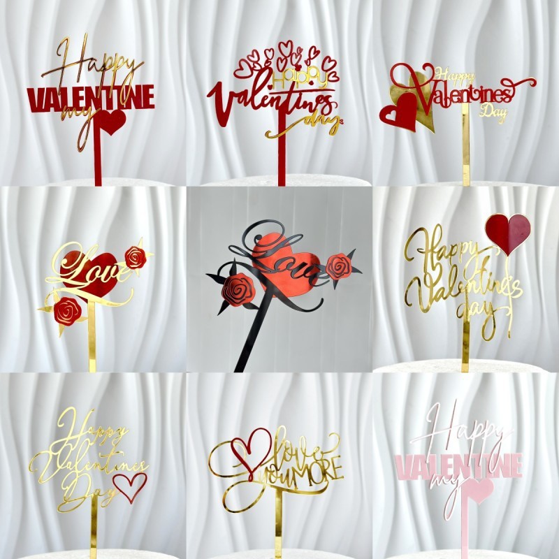 2025 Happy Valentine's Day Cake Topper, Double Layer Acrylic Cake ...