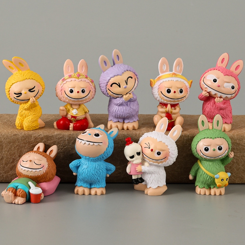 9Pcs/Set 7.5cm The Monsters Labubu Figure POP Labubu Cute Elf Q Version ...
