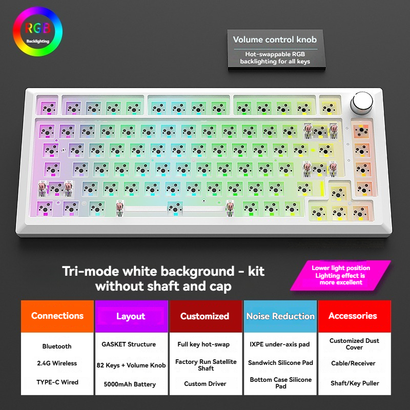 HJS DK75 Mechanical keyboard RGB keyboard Kit GASKET structure Wireless ...