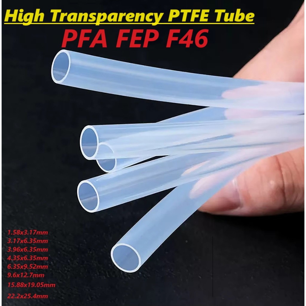 High Transparency PTFE Tube Clear Transparent PFA FEP F46 Insulated Rigid Pipe Tube Insulated ...