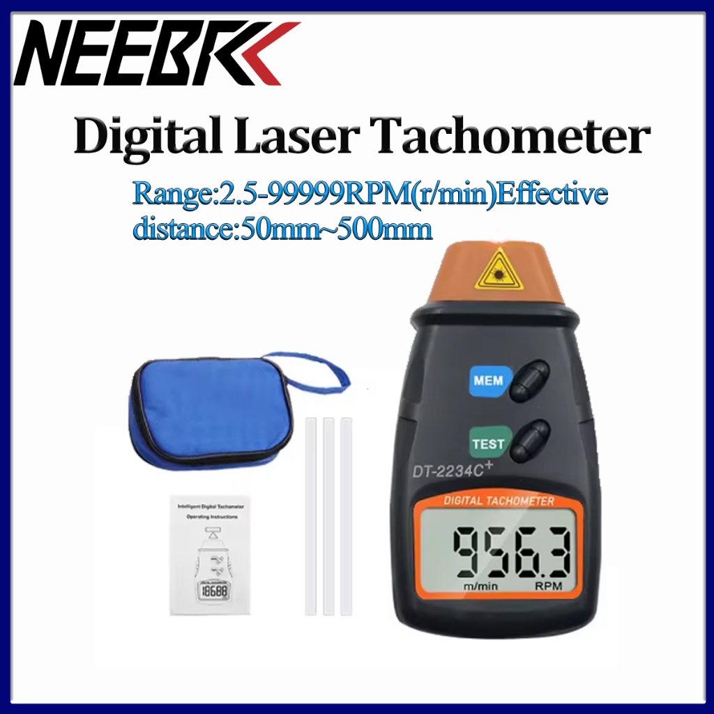 Kebidumei DT2234C+ Digital Laser Tachometer RPM Meter Non-Contact Up to ...