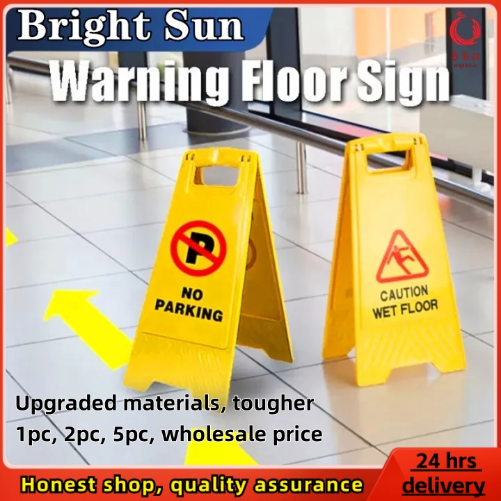 Heavy Duty Plastic Caution Wet Floor Stand Warning Board Sign Yellow ...