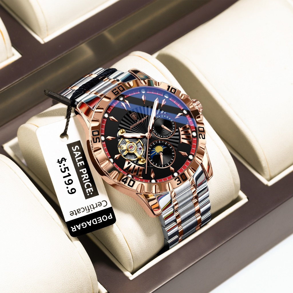 POEDAGAR Automatic Mechanical Men Watch Hollow Tourbillon Luxury ...
