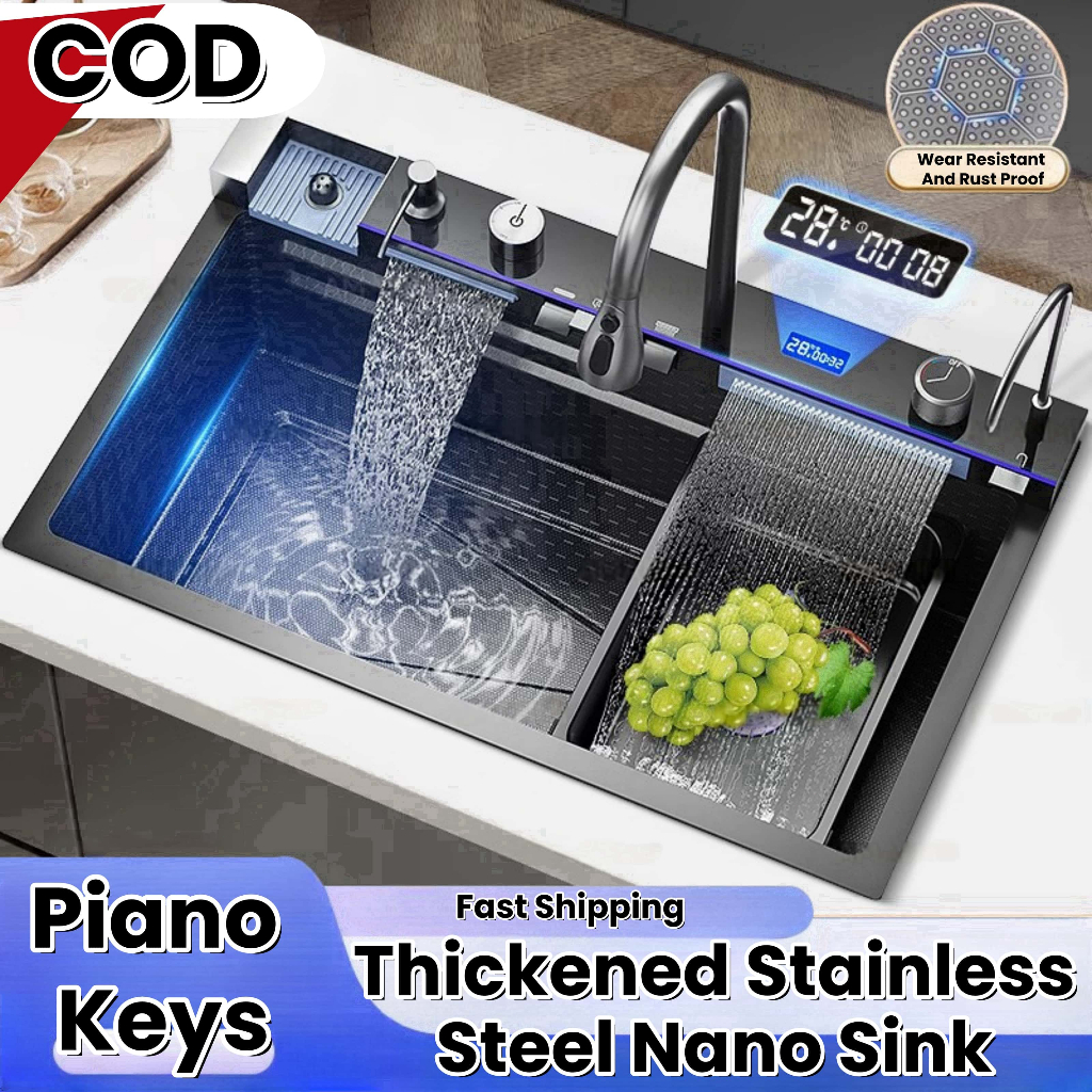 Feiyu Waterfall Kitchen Sink Nano Honeycomb Large Single Sink 304 ...
