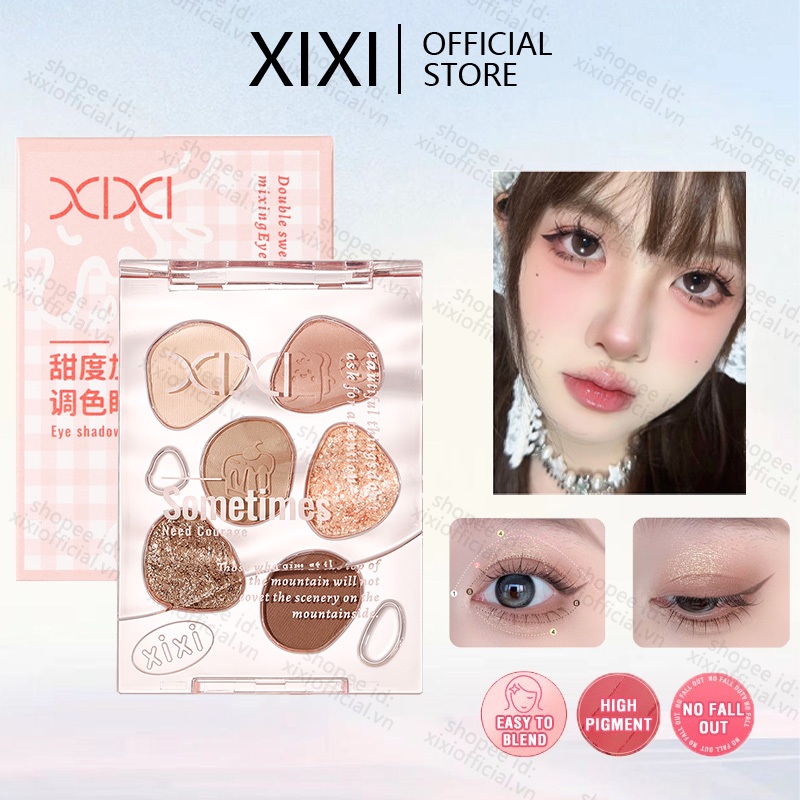 XIXI 6 Colors Glitter Eyeshadow Palette Pearlescent Matte Earth Color ...