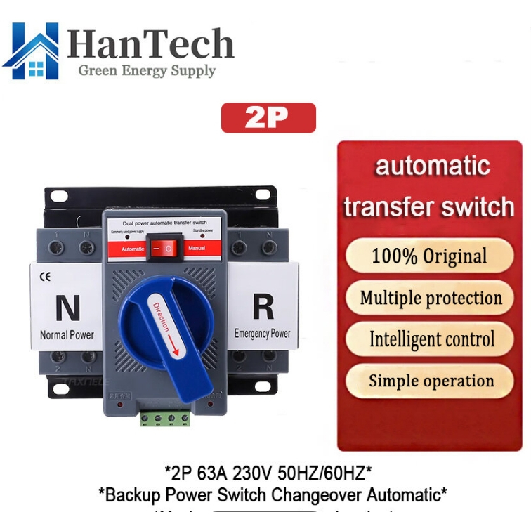Hantech Ats 2p 63a 4p 125a 230v Micro Circuit Breaker Dual Power Automatic Transfer Switch Auto ...
