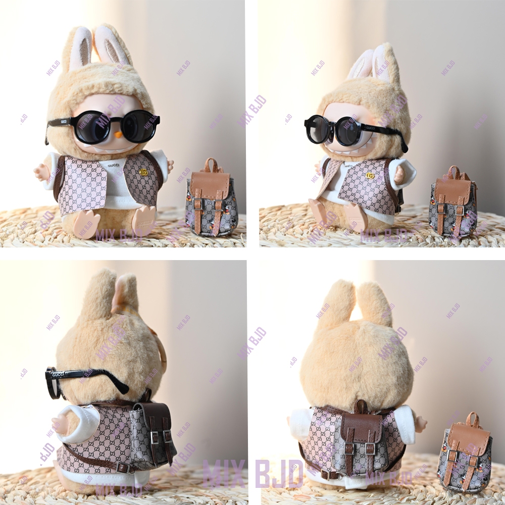 17cm Labubu Macaron V1& V2 Leather jacket set labubu clothes for doll ...
