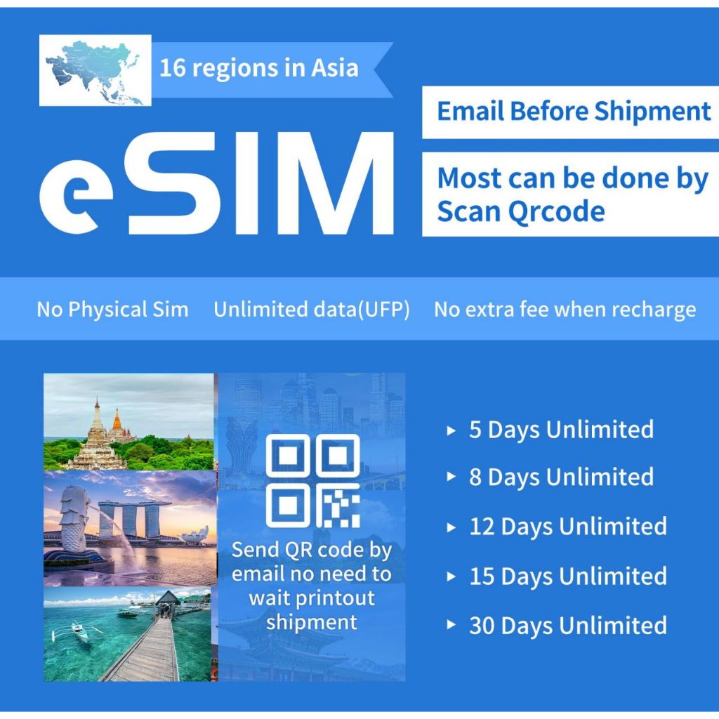 Asian eSIM 16 Asian countries include China Laos Pakistan Sri Lanka ...